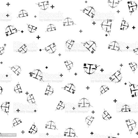 정의의 검은 비늘 망치와 책 아이콘 흰색 배경에 고립 된 원활한 패턴 법과 정의의 상징 개념 법칙 법률 및 경매 기호 벡터 일러스트레이션 가능성에 대한 스톡 벡터 아트 및