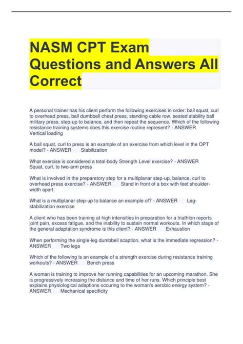 Nasm Cpt Exam Questions And Answers Nasm Cpt Exam Chapter 14