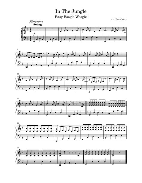 In The Jungle Boogie Sheet Music For Piano Solo