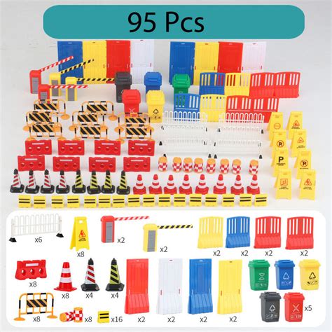 어린이 교육 인지 장난감 교통 장애물 주차 도로 표지판 95 도로 인지 장난감 모델 전체 세트 활동 및 기어