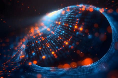 Futuristic Technology Data Stream With Dynamic Particles And Binary