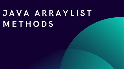 Java Arraylist Methods Youtube