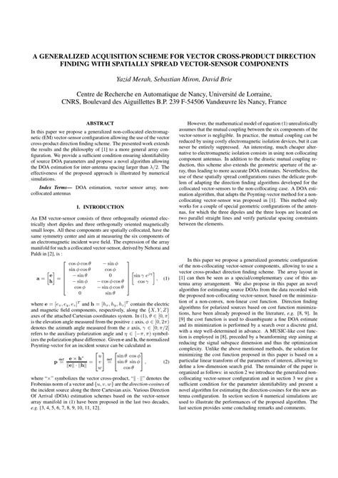 Pdf A Generalized Acquisition Scheme For Vector Cross Product Direction Finding With Spatially