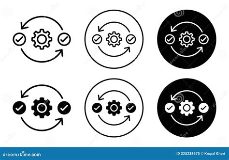 Execution Logo Like Thin Line Gear With Checkmark Cartoon Vector