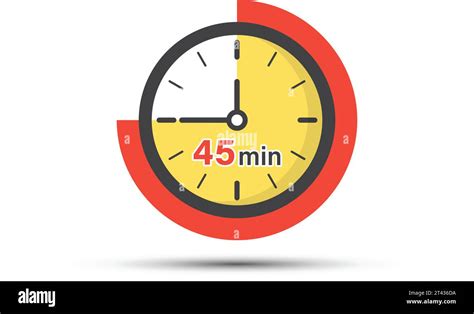 45 Minutes On Stopwatch Icon In Flat Style Clock Face Timer Vector Illustration On Isolated