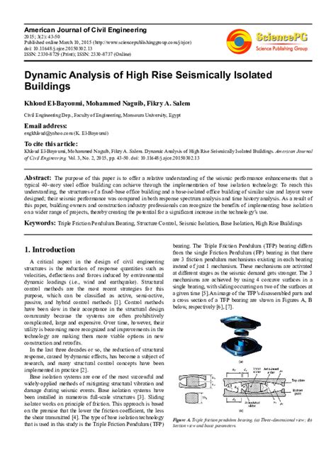 Pdf Dynamic Analysis Of High Rise Seismically Isolated Buildings
