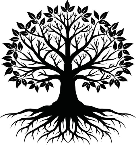 Silhouette Of A Tree With Roots Vector Art At Vecteezy