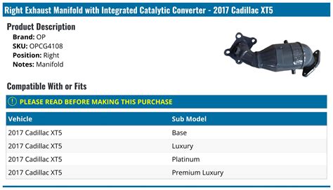 2017 Cadillac Xt5 Catalytic Converter Op Opcg4108 Right
