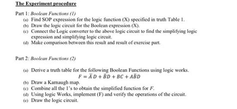 Solved See Photos Part 1 Boolean Functions 1a Find