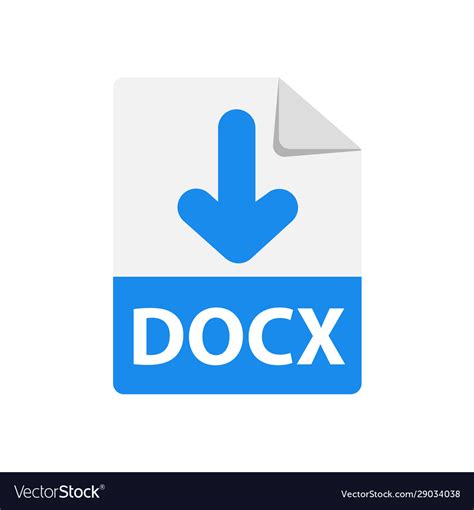 Blue Icon Docx File Format Extension Royalty Free Vector