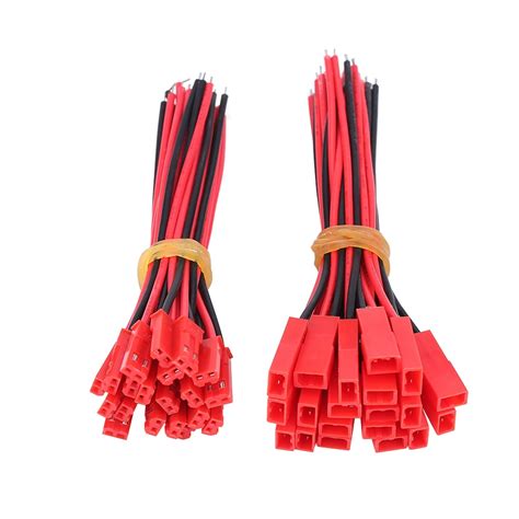 20 Pack Jst Male And 20 Pack Jst Female Cables 24 Awg 2 Pin Connector Wires For Rc Lipo Batteries