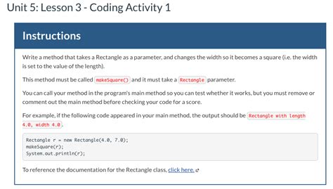 Write A Method That Takes A Rectangle As A Parameter Chegg Com