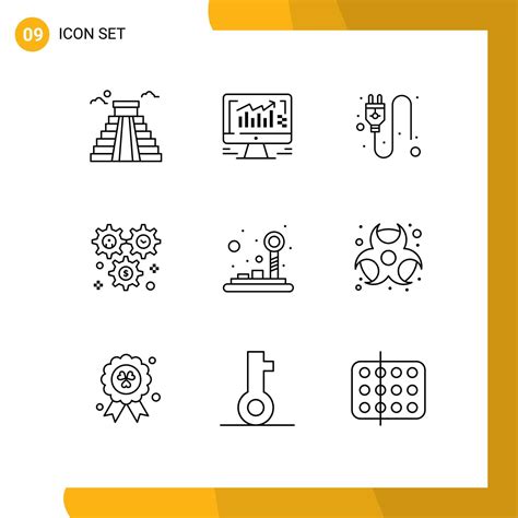 Universal Icon Symbols Group Of 9 Modern Outlines Of Control Pad Dollar Electric Configuration