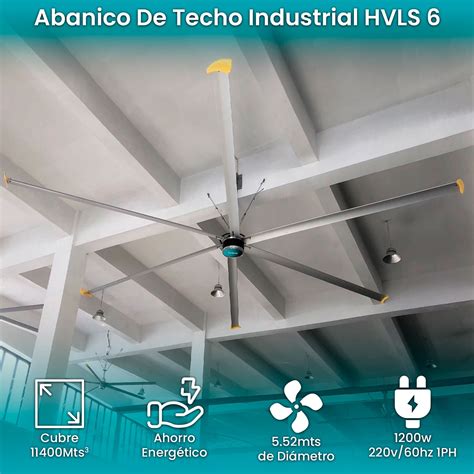 Abanico De Techo Industrial Hvls 6 Aspas Diametro 18 Pies 552m Ahor
