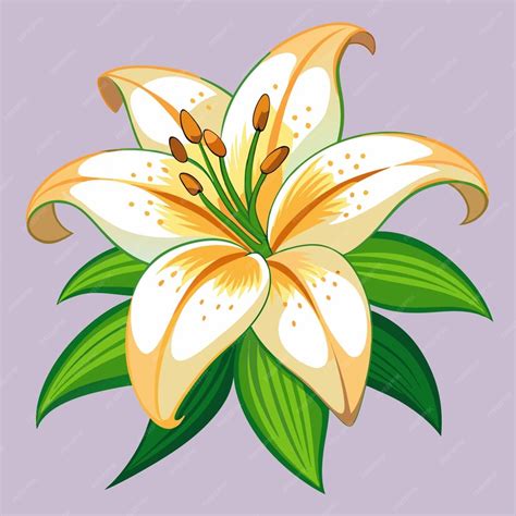 Lily Flower Clipart Cartoon Style Vector Illustration Premium Ai