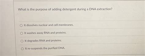 Solved What Is The Purpose Of Adding Detergent During A Dna