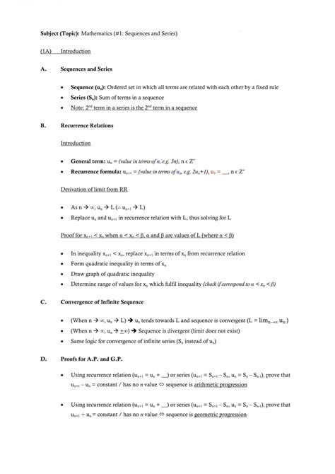 H2 Math Summary Notes Mathematics H2 Gce A Level Thinkswap
