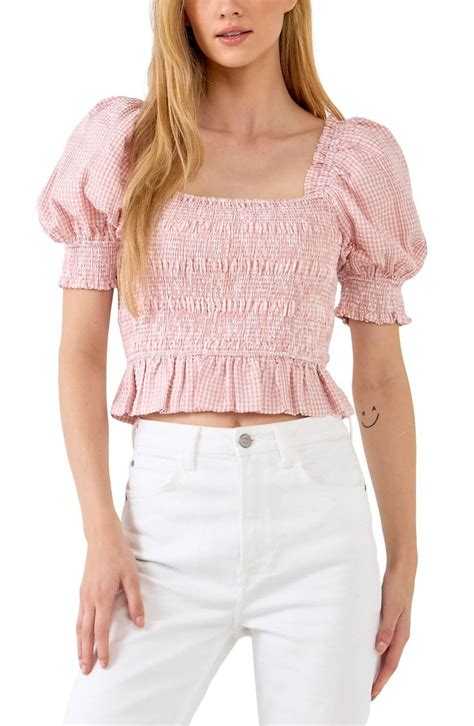 Free The Roses Smocked Crop Top Nordstrom Ruffle Crop Top Crop