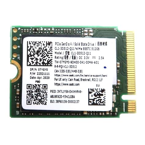 Ssstc Cl1 3d512 Q11 512gb Nvme M 2 2230 Pcie Gen3 X4 Ssd Solid State
