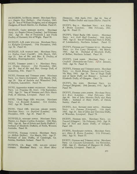 Fireman Patrick Duffin War Casualty Details 2782829 Cwgc