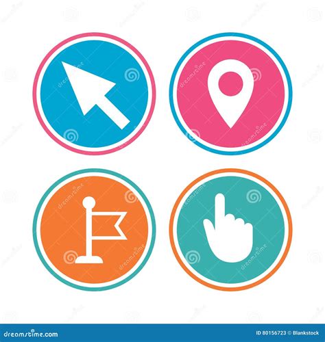 Mouse Cursor Icon Hand Or Flag Pointer Symbols Stock Vector