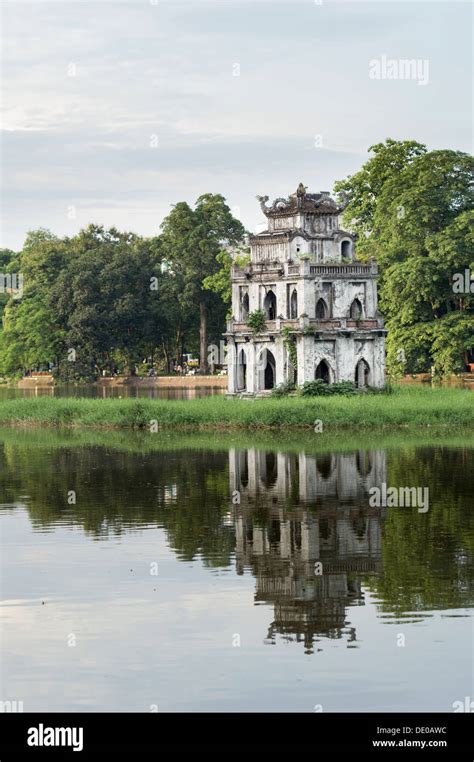 The View Of Ngoc Son Temple In Hoan Kiem Lake Hanoi Vietnam Stock