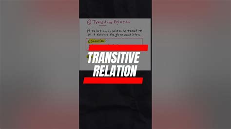 Transitive Relation Ch1 Relations And Functions Class 12 Shorts Class12maths Youtube