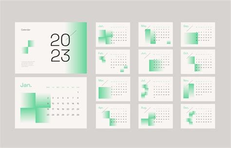 Плоский шаблон настольного календаря 2023 года Бесплатный вектор