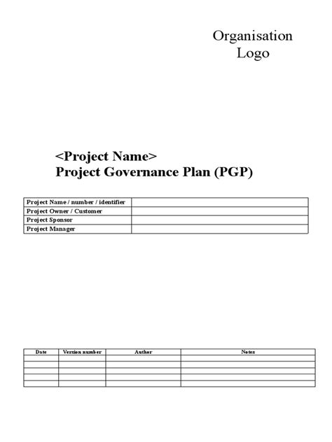 Project Governance Plan Template Pdf Governance Software