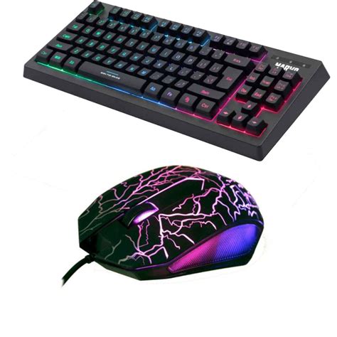 RGB Rainbow Gaming Keyboard And Mouse Combo Compact 87 Keys Backlit Computer Keyboard With
