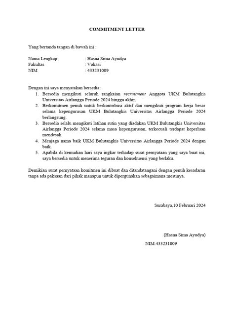 Commitment Letter Pdf