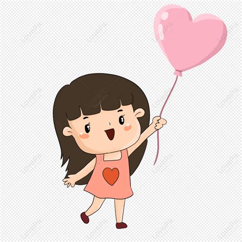풍선을 들고 어린 소녀 Png 일러스트 무료 다운로드 Lovepik