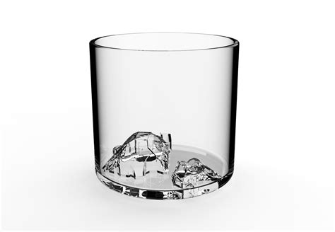 언더락 잔 안에 들어있는 독도 제품 모델링·렌더링 포트폴리오 크몽