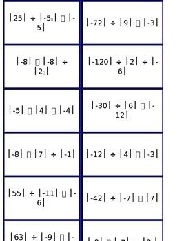 Absolute Value Matching By Ginger Dowling TPT