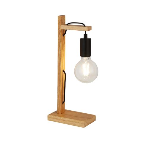 Woody Matt Black And Wood Table Lamp 95041 1br The Lighting Superstore