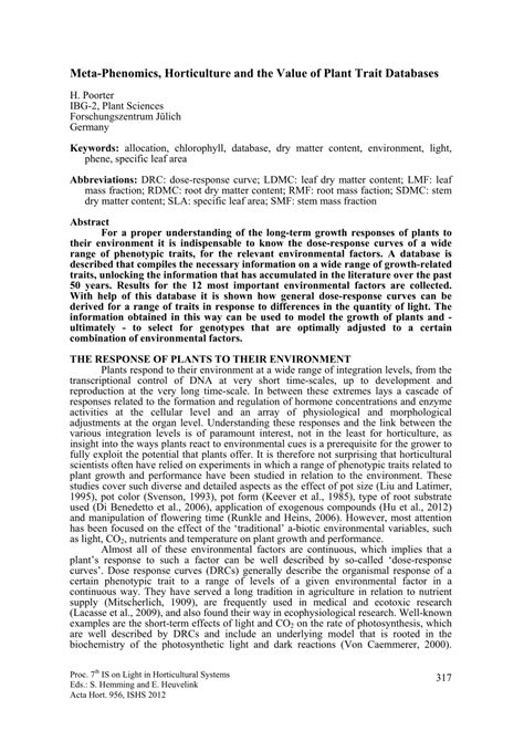 Pdf Meta Phenomics Horticulture And The Value Of Plant Trait Databases