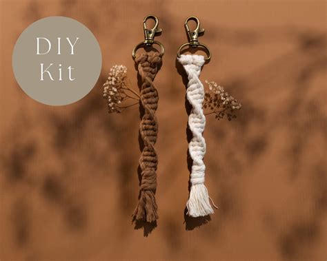 Natural Macrame Spiral Keychain Craft Kit For Crafters Etsy