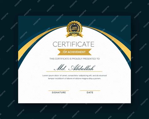 현대적이고 창의적이고 우아한 인증서 디자인 템플릿 무료 Psd 파일