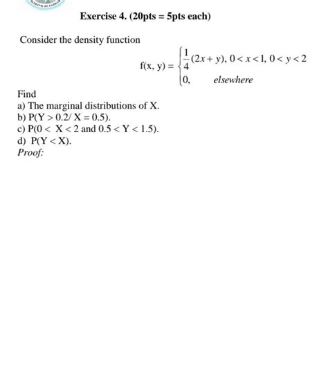 solved exercise 4 20pts 5 5ts each consider the density