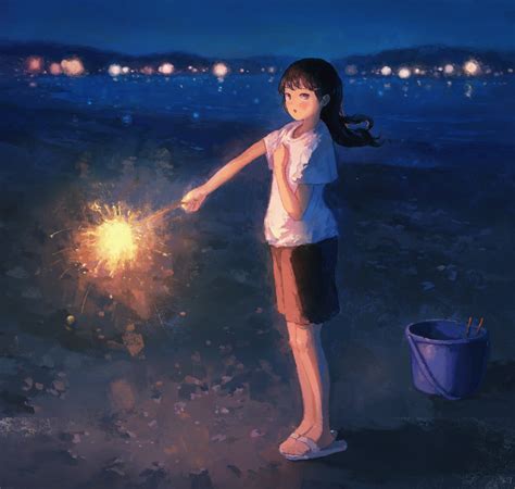 Safebooru 1girl Barefoot Black Eyes Black Hair Black Shorts Blush
