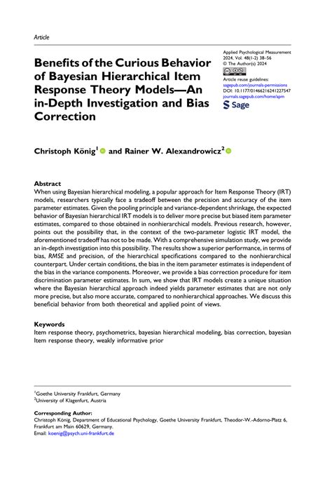 Pdf Benefits Of The Curious Behavior Of Bayesian Hierarchical Item