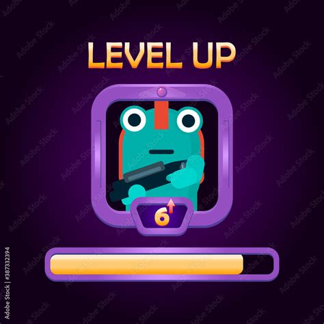 Game Ui Level Up Character With Frame Border And Level Bar For Gui Asset Elements Vector