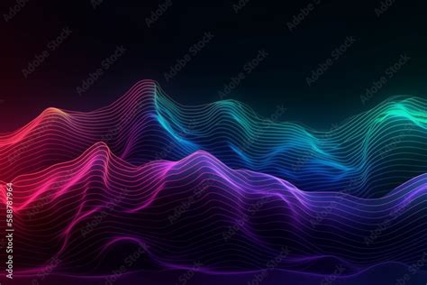 Abstract Background With A Waves Effect In Vibrant Purple And Blue Colors Creating A Dynamic