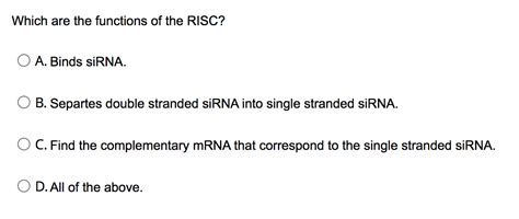 Solved Which Are The Functions Of The Risc A Binds Sirna