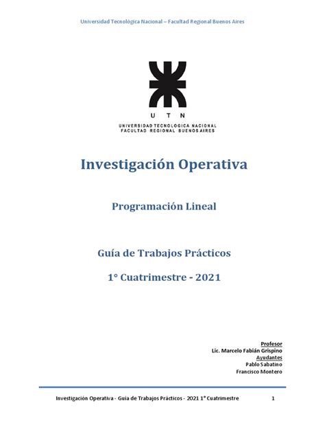 Utn Frba Io 2021 Programación Lineal Pdf Carne Presupuesto