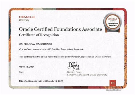Godasu Sai Bhargav Raj On Linkedin Oracle Oracleuniversity Oraclecertification Oraclecloud