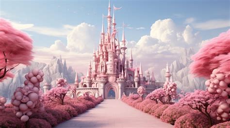 Premium Ai Image Beautiful Pink Princess Castle Fantasy Disney