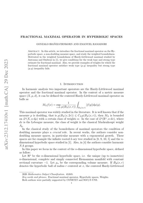 Pdf Fractional Maximal Operator In Hyperbolic Spaces
