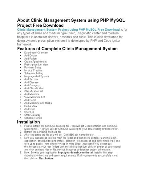 About Clinic Management System Using Php Mysql Project Pdf Business Technology And Engineering