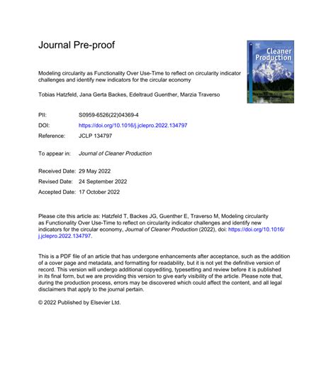 Pdf Modeling Circularity As Functionality Over Use Time To Reflect On Circularity Indicator Pdf Modeling Circularity As Functionality Over Use Time To Reflect On Circularity Indicator